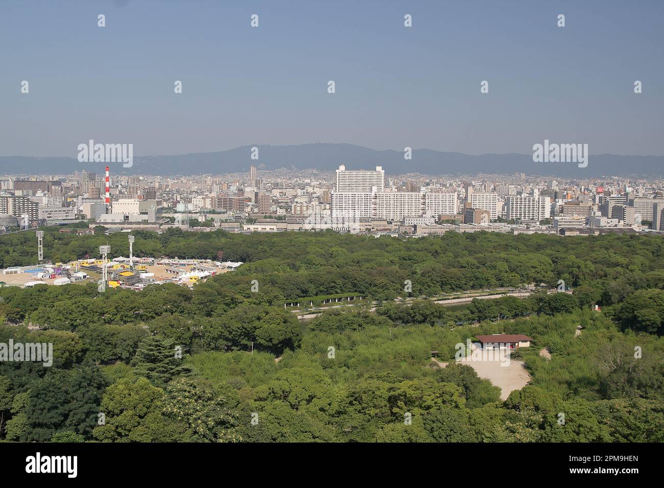 the beautiful cityscape of Osaka City from the top floor (the ...