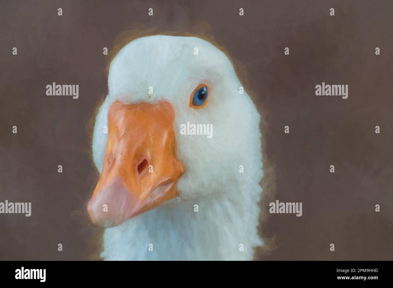 Digital painting of a beautiful white Goose captured closeup and in ...