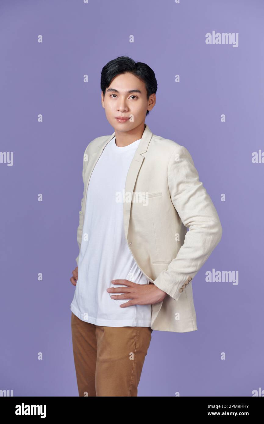 Young, handsome and friendly face man smile, dressed casually with ...