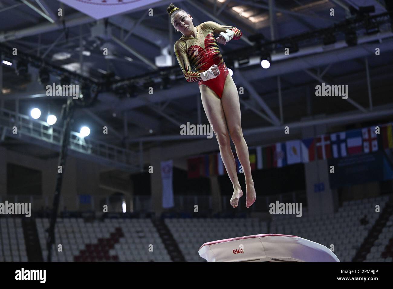 Antalya, Turkey. 12th Apr, 2023. Belgian gymnast Aberdeen O'Driscoll ...