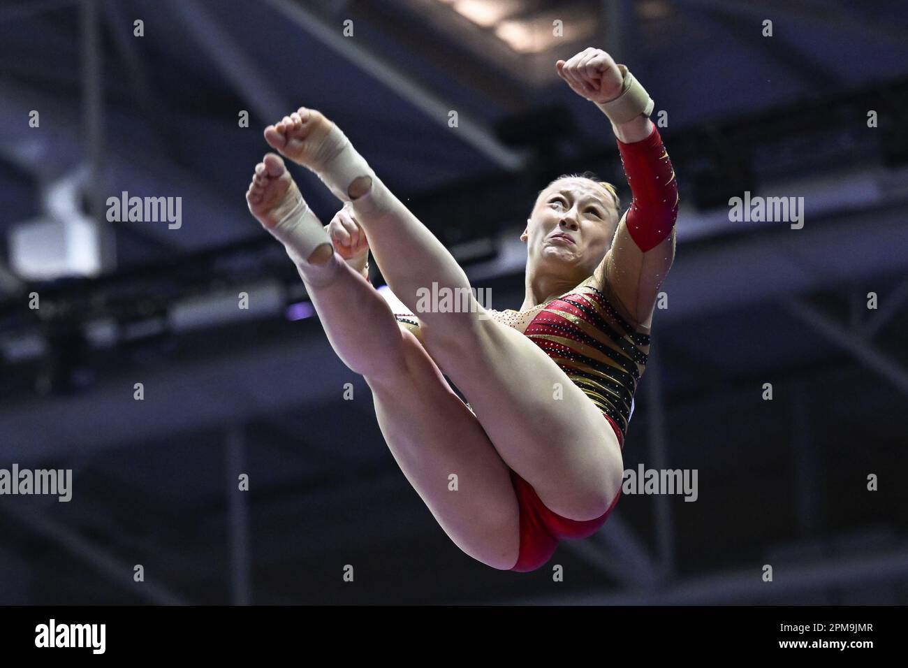 Antalya, Turkey. 12th Apr, 2023. Belgian gymnast Lisa Vaelen pictured ...