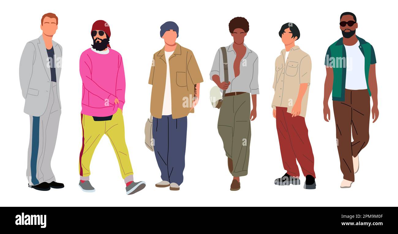 Set of Street fashion men vector illustrations Stock Vector Image & Art ...