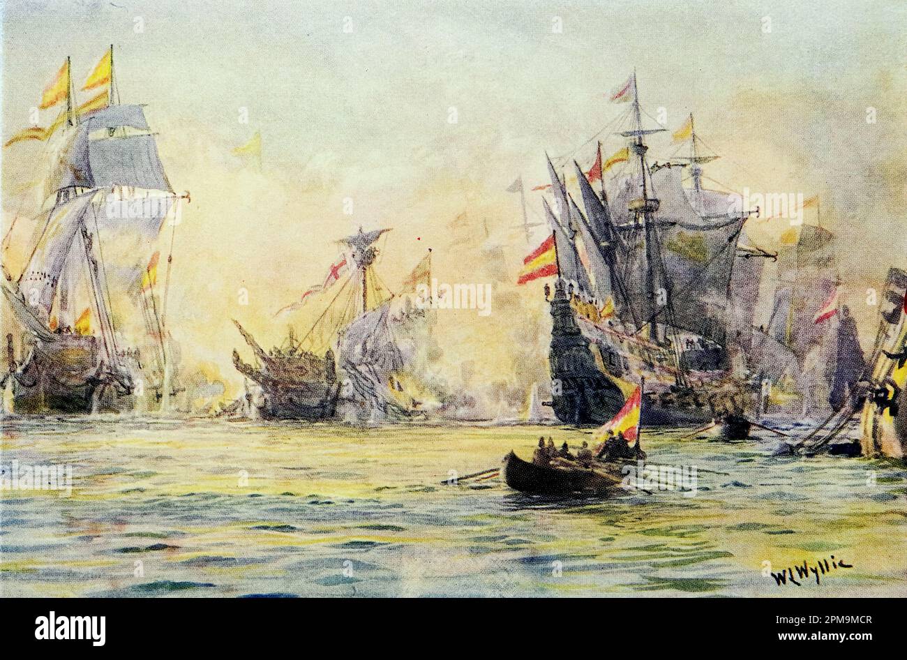 HMS Revenge, Captured by the Spaniards, c1591 by William Lionel Wyllie ...