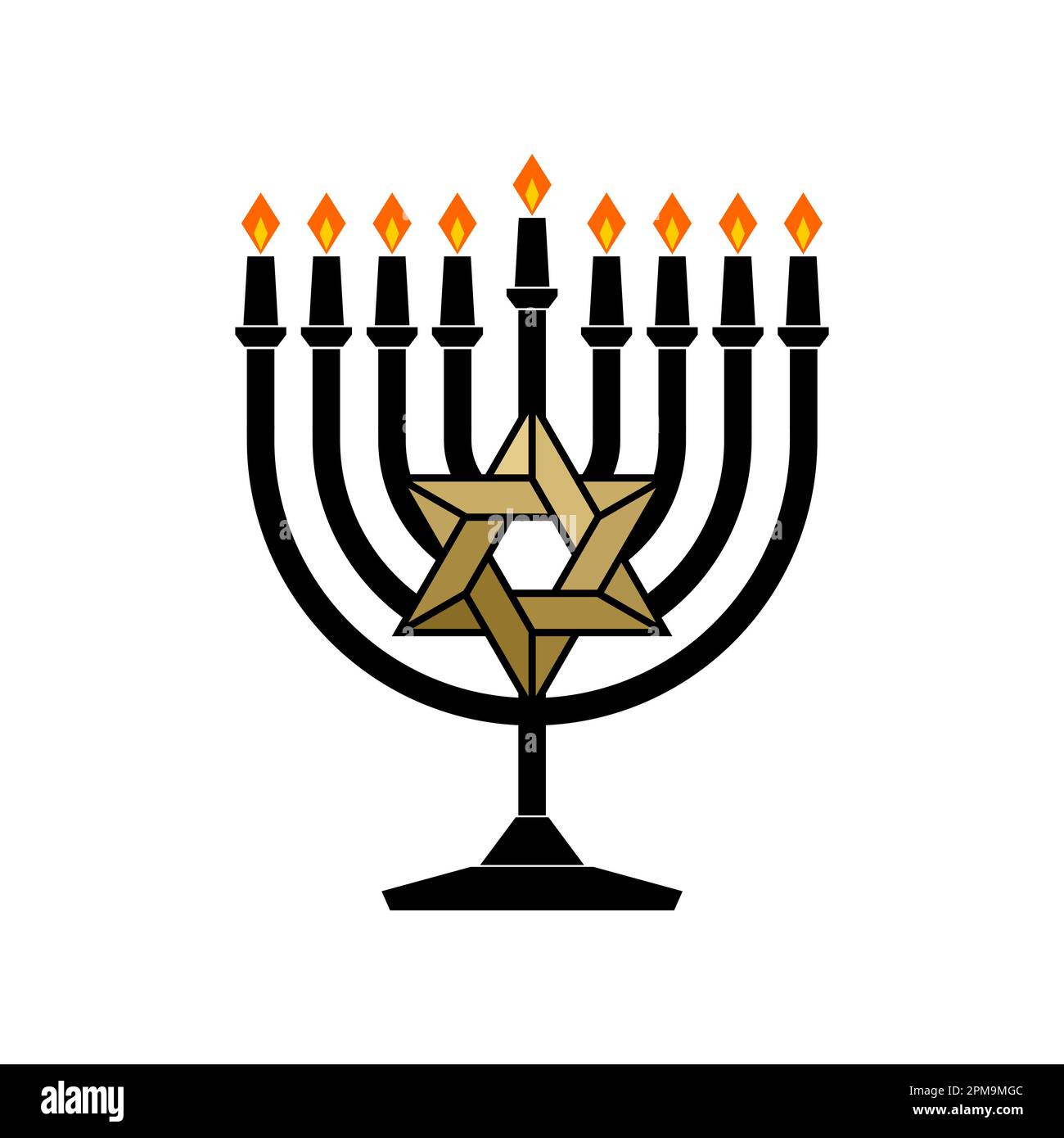 Vector illustration of a traditional Jewish Hanukkah menorah. Holiday ...