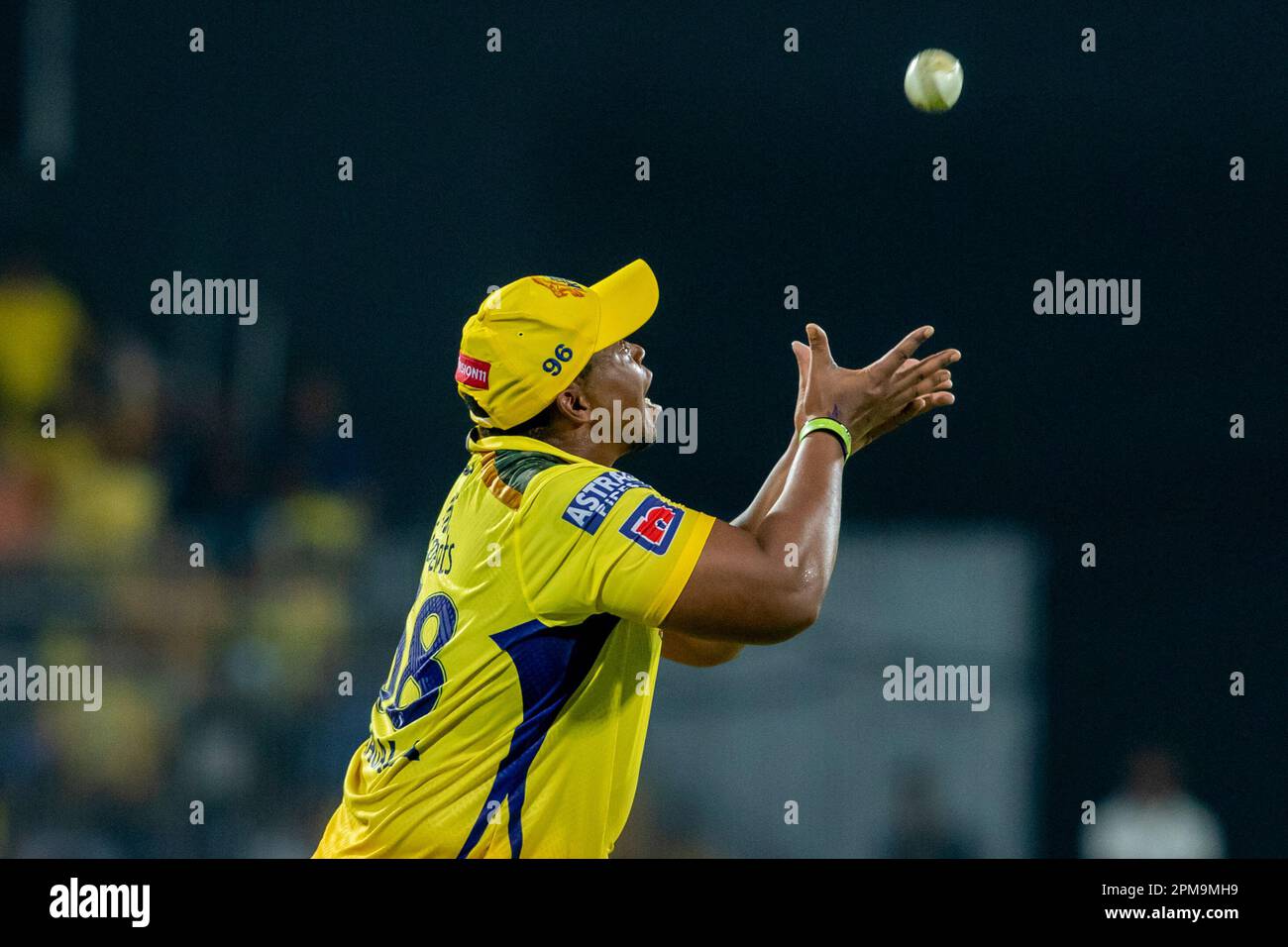 Sisanda Magala of Chennai Super Kings takes the catch to dismiss R ...