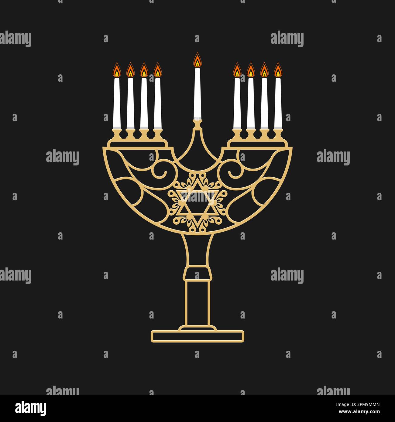 Vector Illustration Of A Traditional Jewish Hanukkah Menorah Holiday