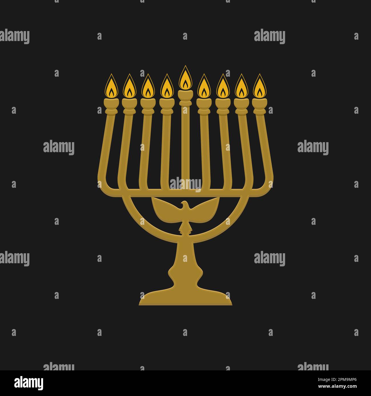 Vector illustration of a traditional Jewish Hanukkah menorah. Holiday ...