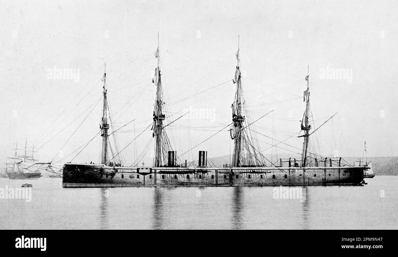 HMS Achilles, as a Four-master, c1866. From: The British Battle Fleet ...