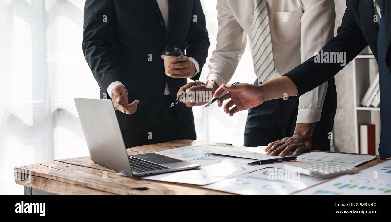 Business People Analyzing Statistics Financial Analysis Data Chart ...