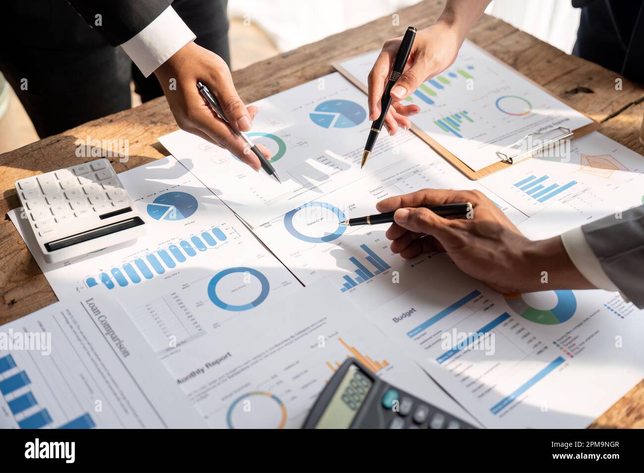 Business People Analyzing Statistics Financial Analysis Data Chart ...
