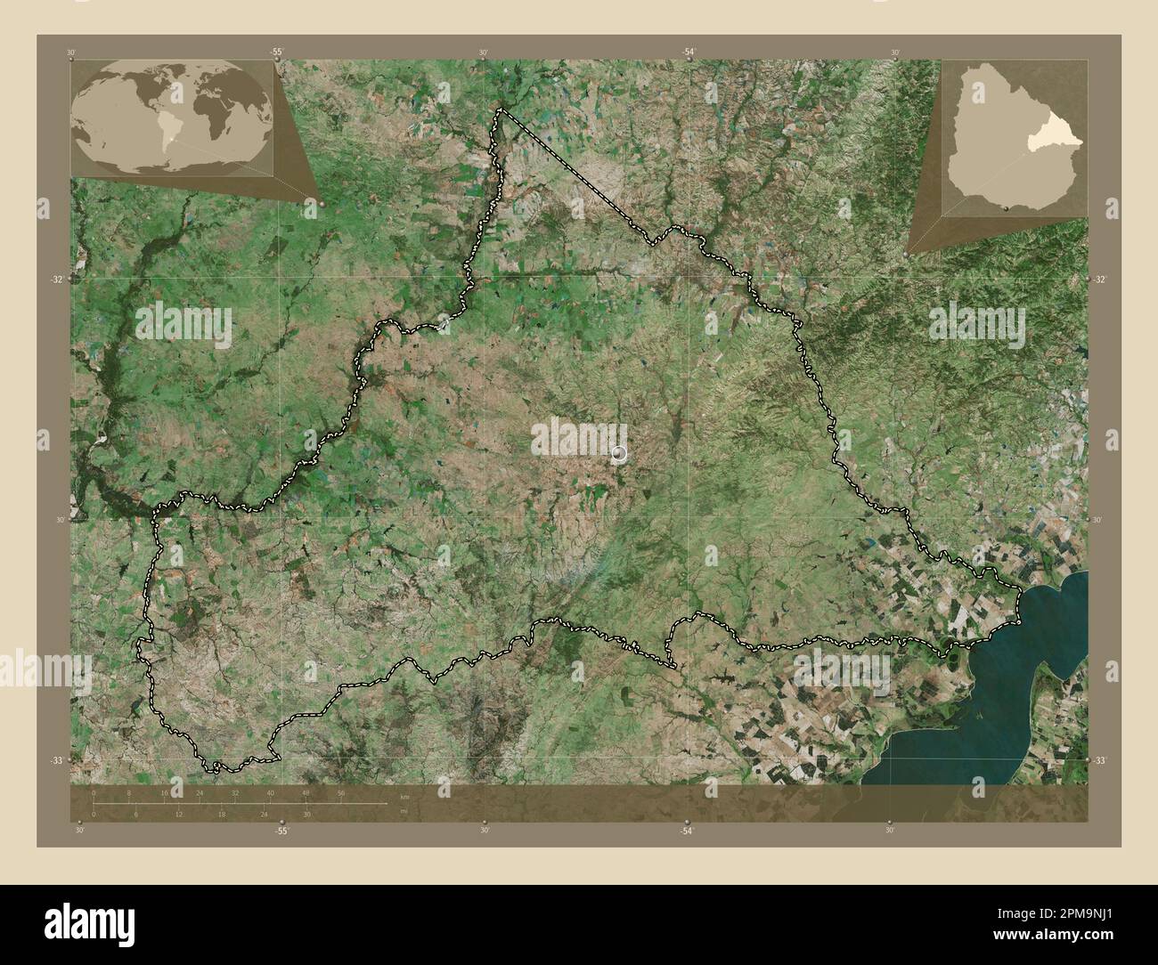 Cerro Largo, department of Uruguay. High resolution satellite map ...