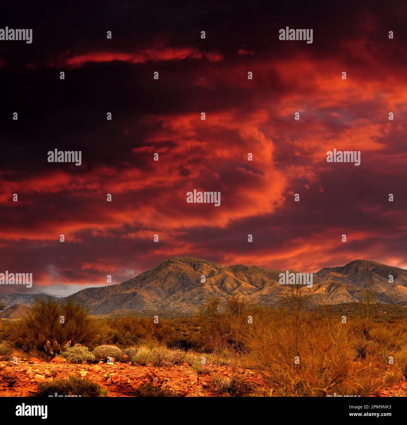 Sunset Sonora desert mountains in central Arizona USA Stock Photo - Alamy