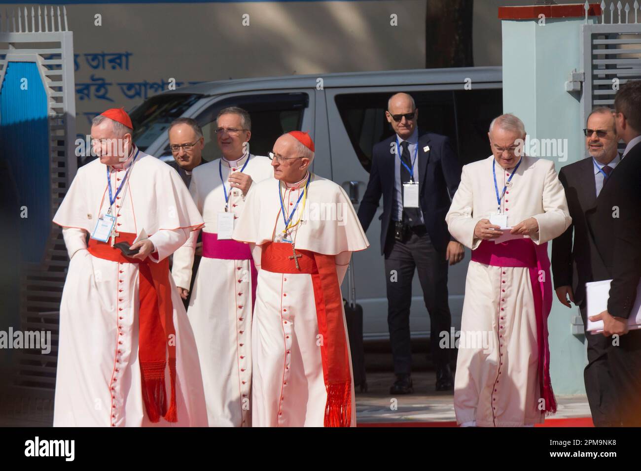Pope Francis arrives at the Church of the Holy Rosary at Tejgaon in ...