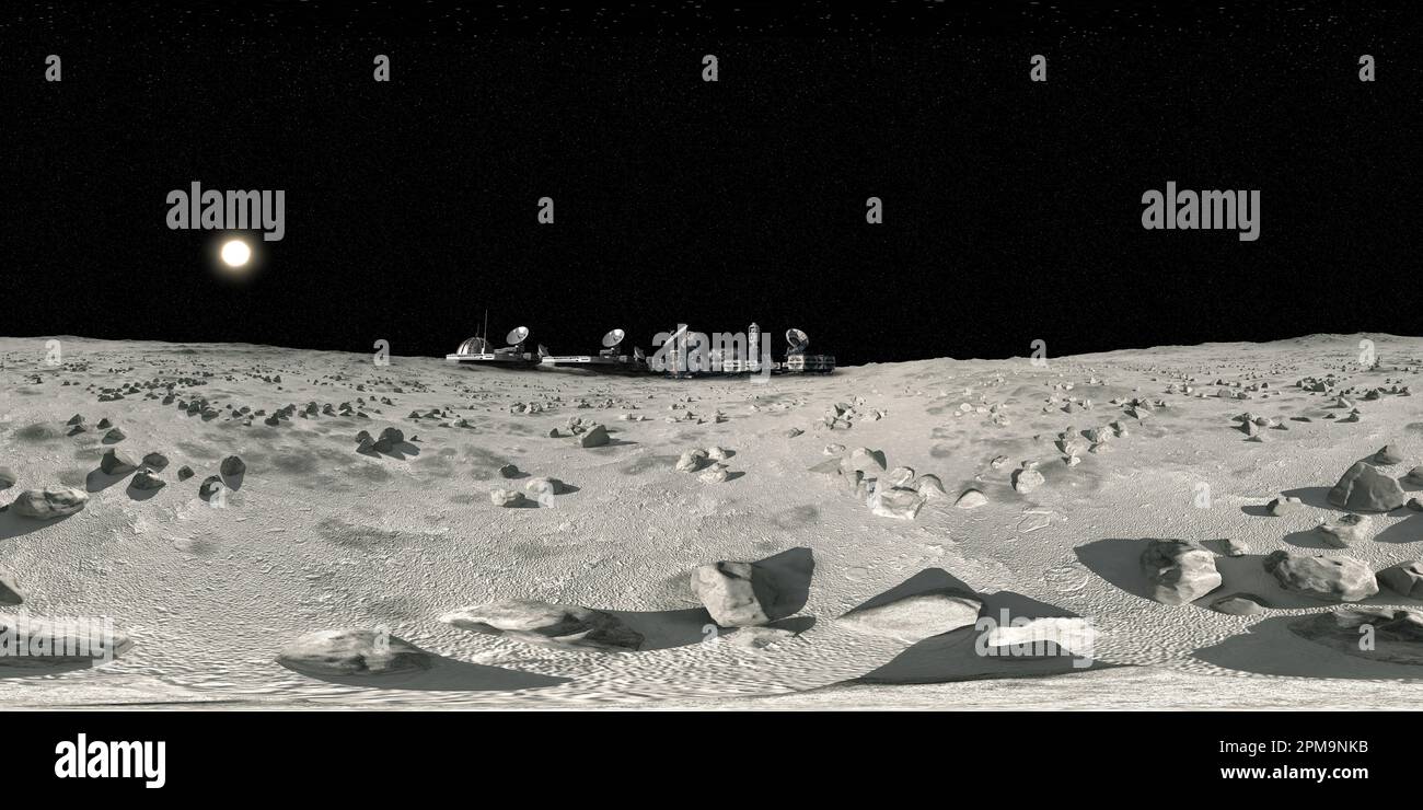 Moon colony illustration for 360 panoramic simulations Stock Photo - Alamy