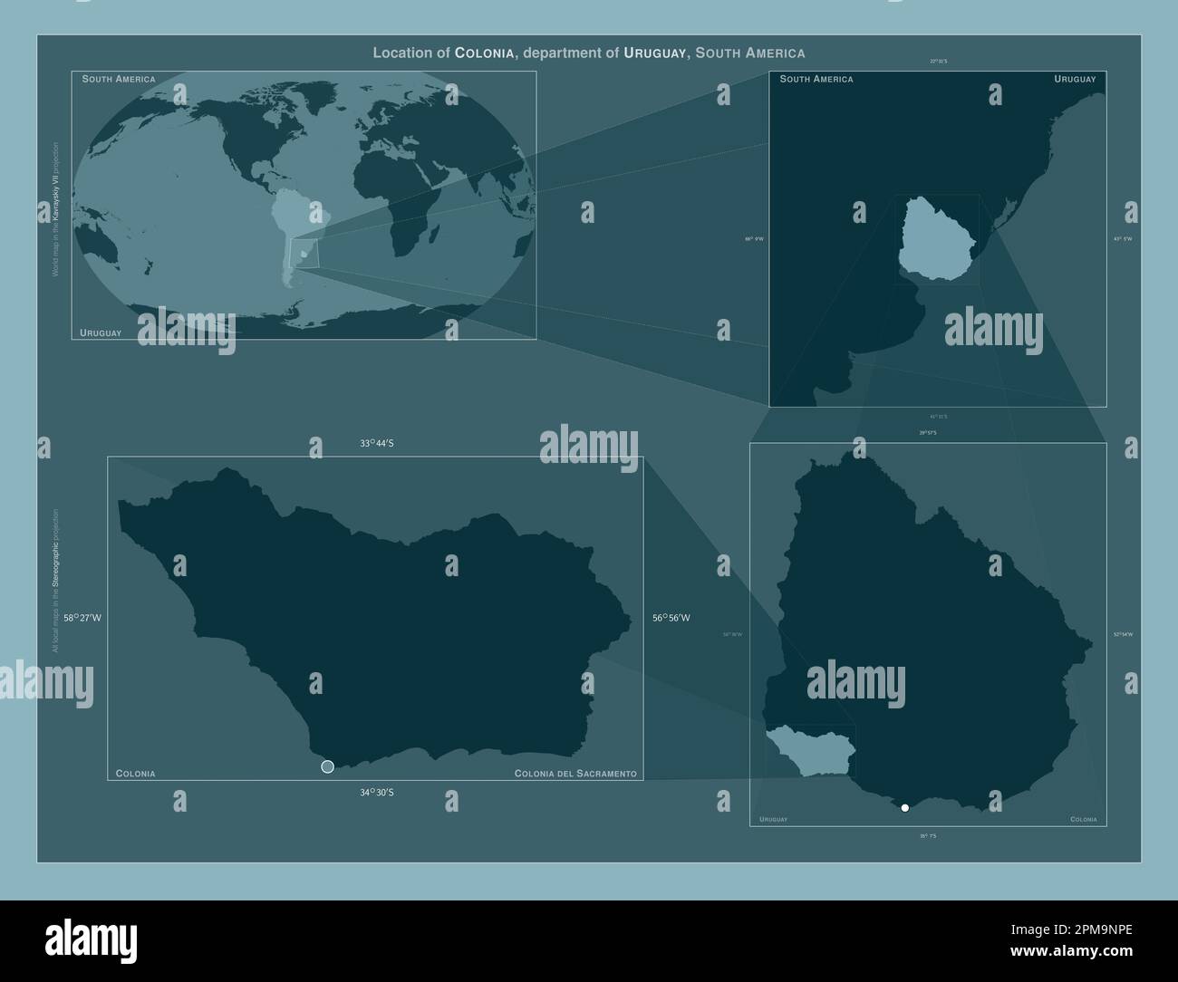 Colonia, department of Uruguay. Diagram showing the location of the ...