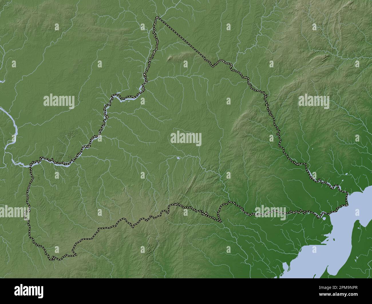 Cerro Largo, department of Uruguay. Elevation map colored in wiki style with lakes and rivers ...