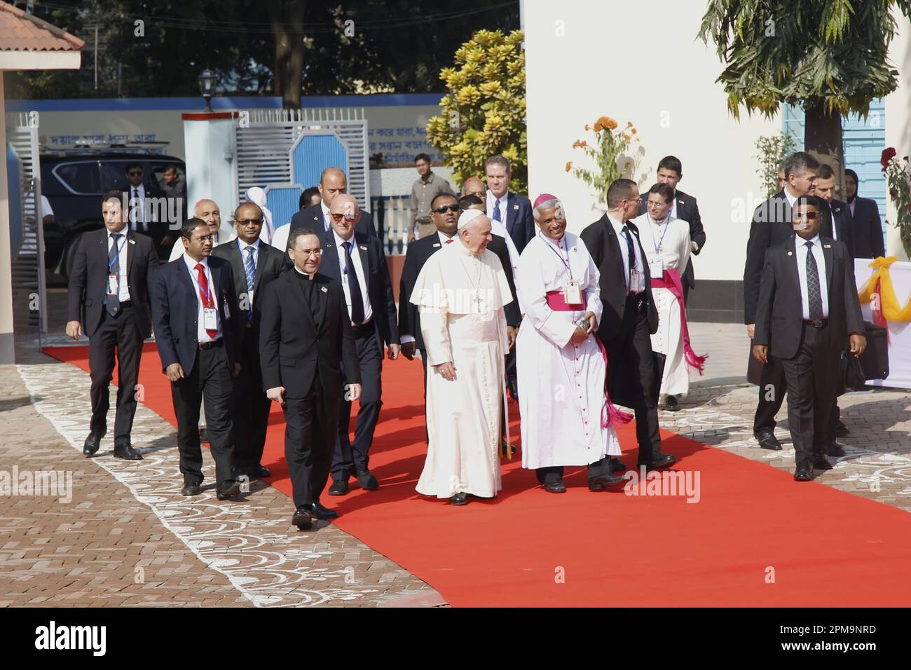 Pope Francis arrives at the Church of the Holy Rosary at Tejgaon in ...