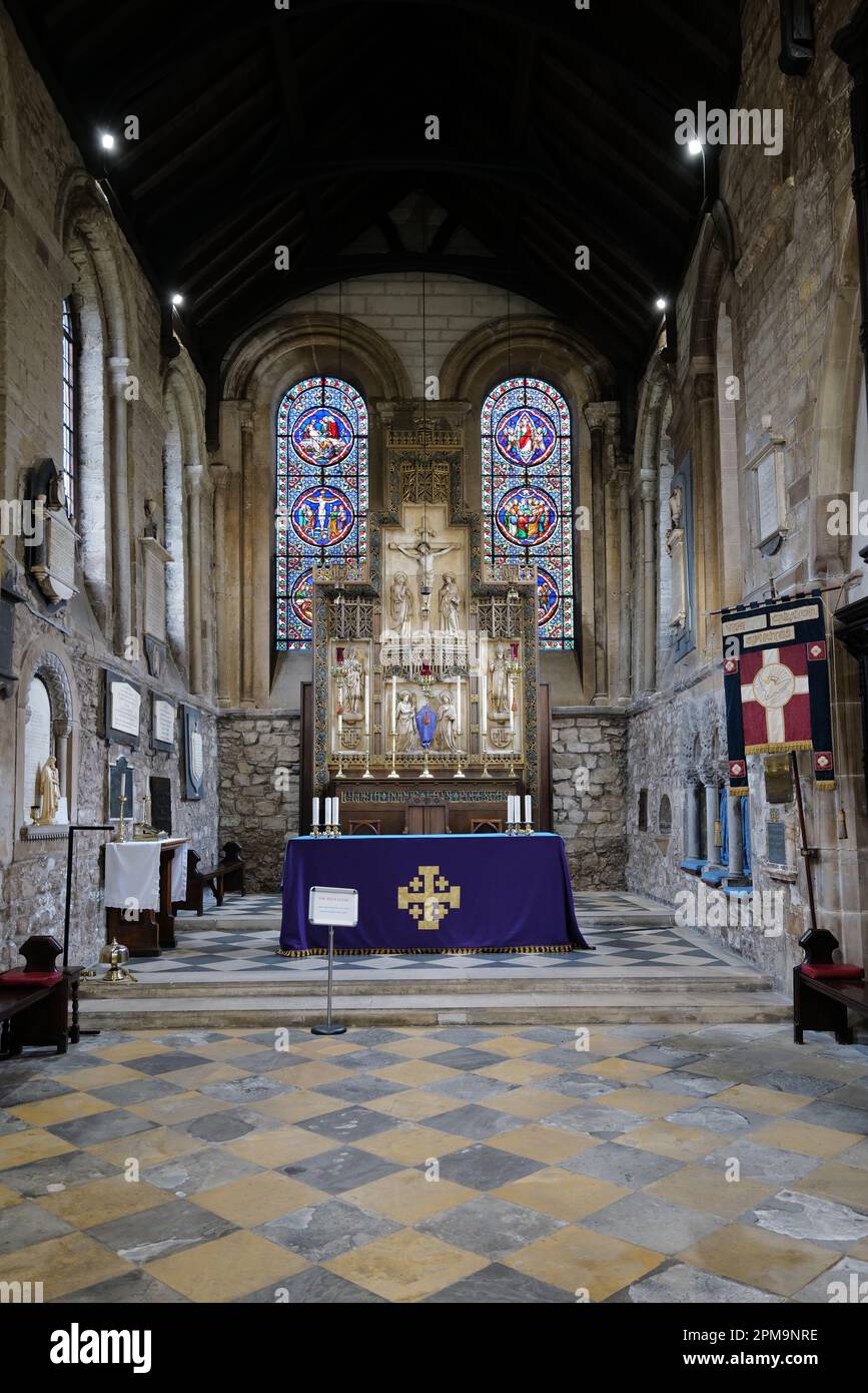 St Mary de Castro Church, Leicester: Looking east down the nave Stock ...
