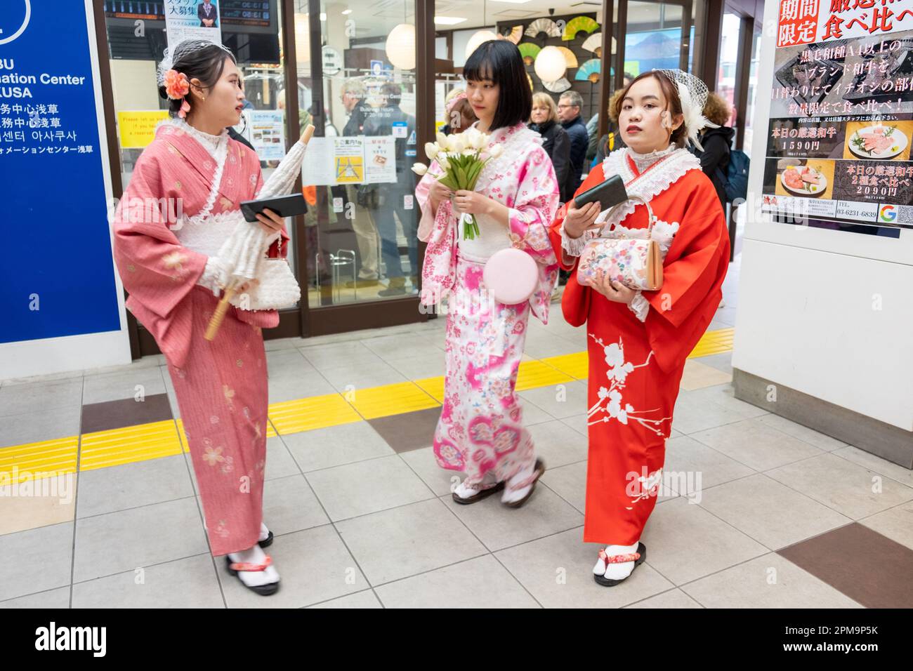 Tokyo, Japan - March 16, 2023: women dressed in traditional clothes ...