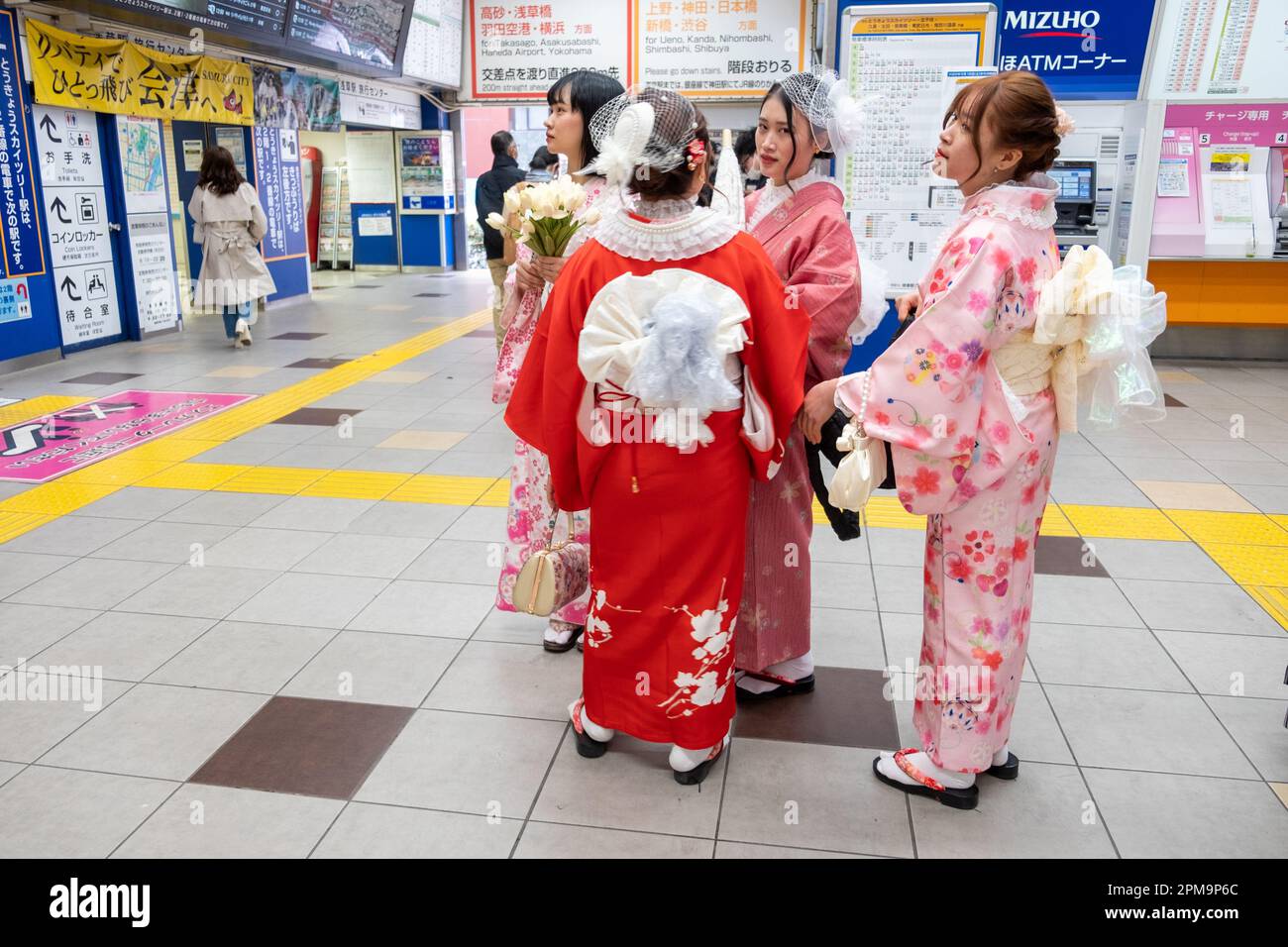 Tokyo, Japan - March 16, 2023: women dressed in traditional clothes ...