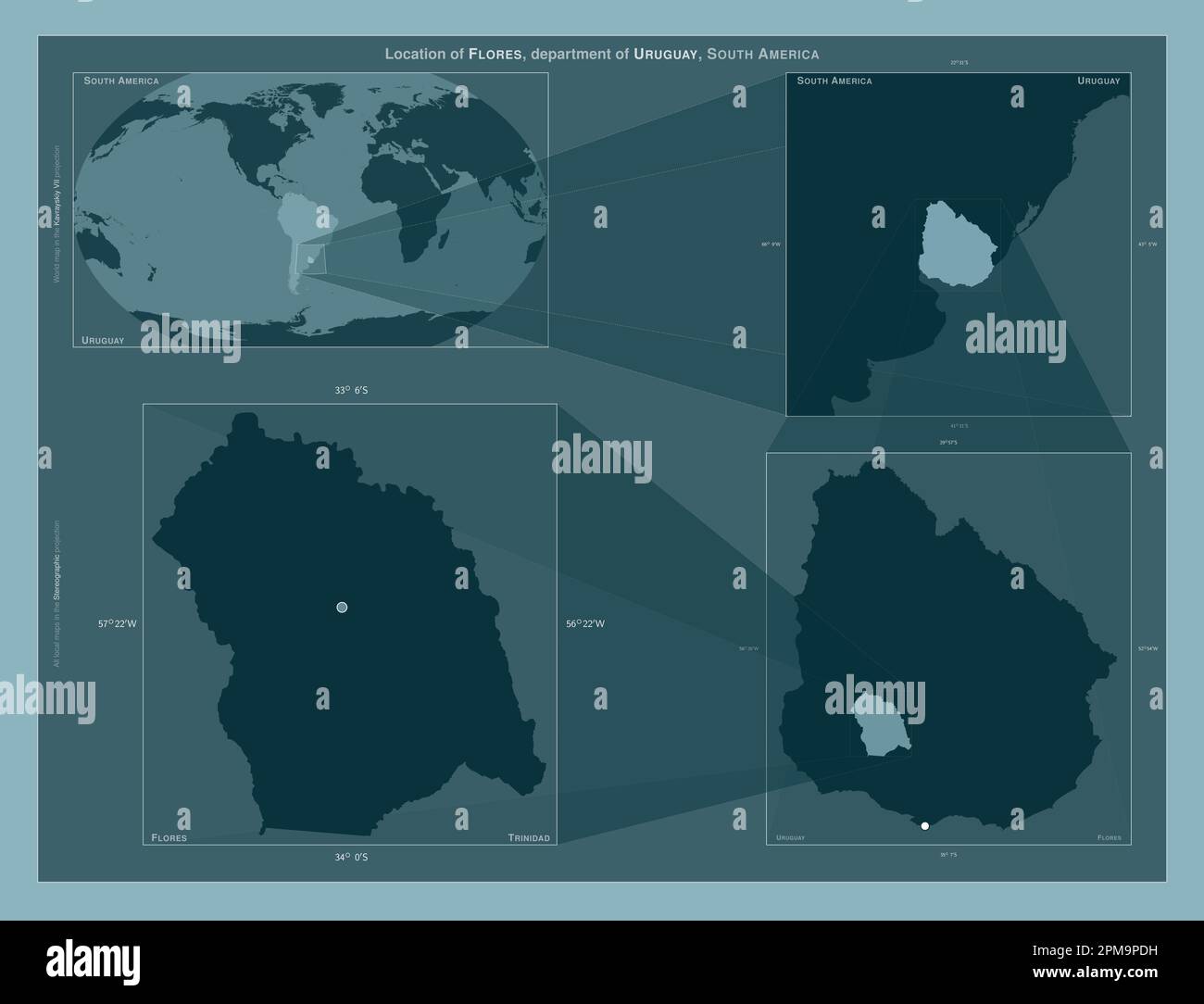 Flores, department of Uruguay. Diagram showing the location of the ...