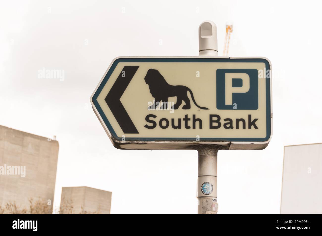 Festival of Britain South Bank retro signage on Waterloo Bridge ...