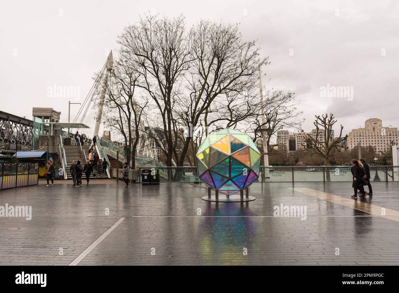 Jacob Kvist's acrylic Dichroic Sphere at the Southbank Centre, opposite ...