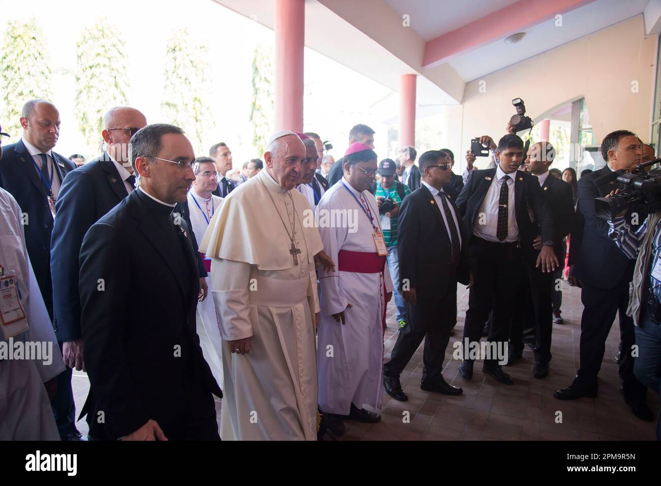 Pope Francis arrives at the Church of the Holy Rosary at Tejgaon in ...