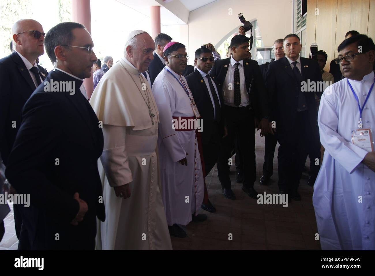Pope Francis arrives at the Church of the Holy Rosary at Tejgaon in ...