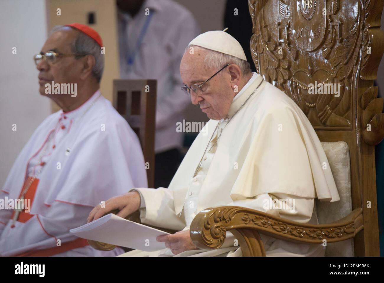 Pope Francis arrives at the Church of the Holy Rosary at Tejgaon in ...