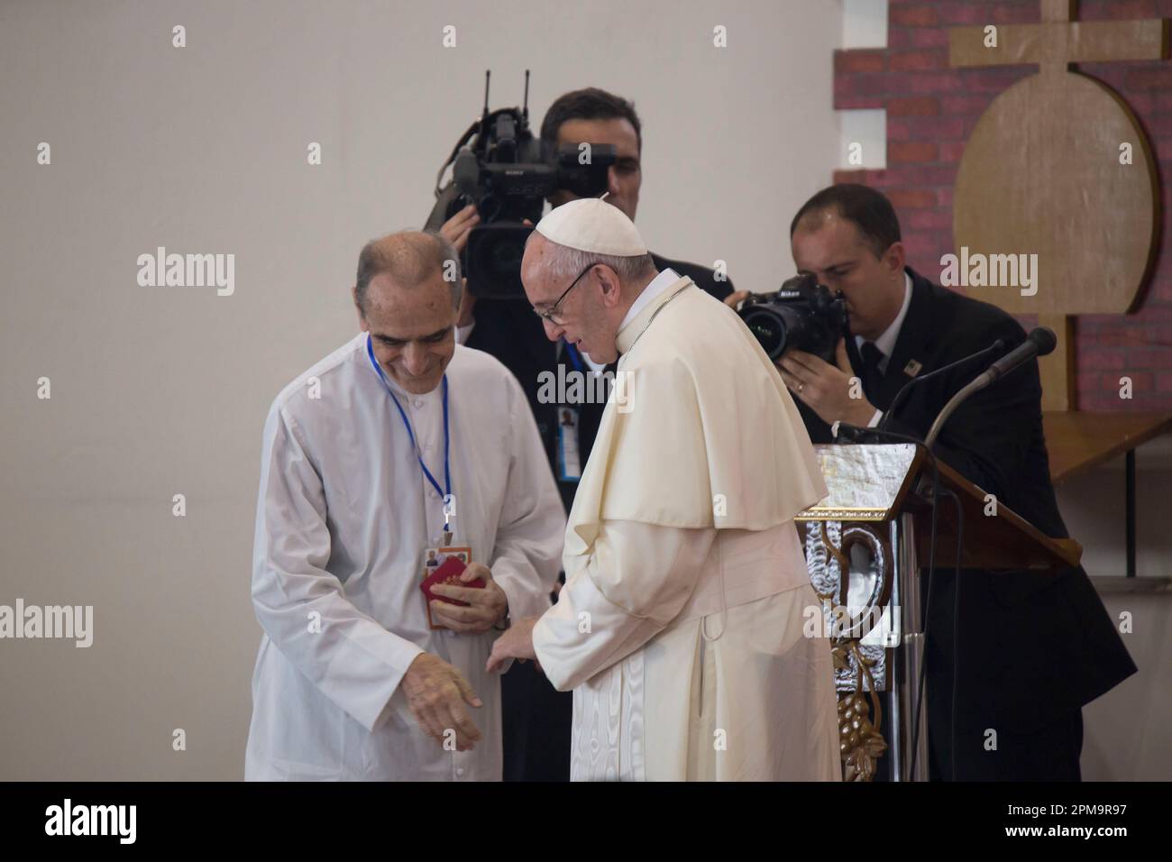 Pope Francis arrives at the Church of the Holy Rosary at Tejgaon in ...