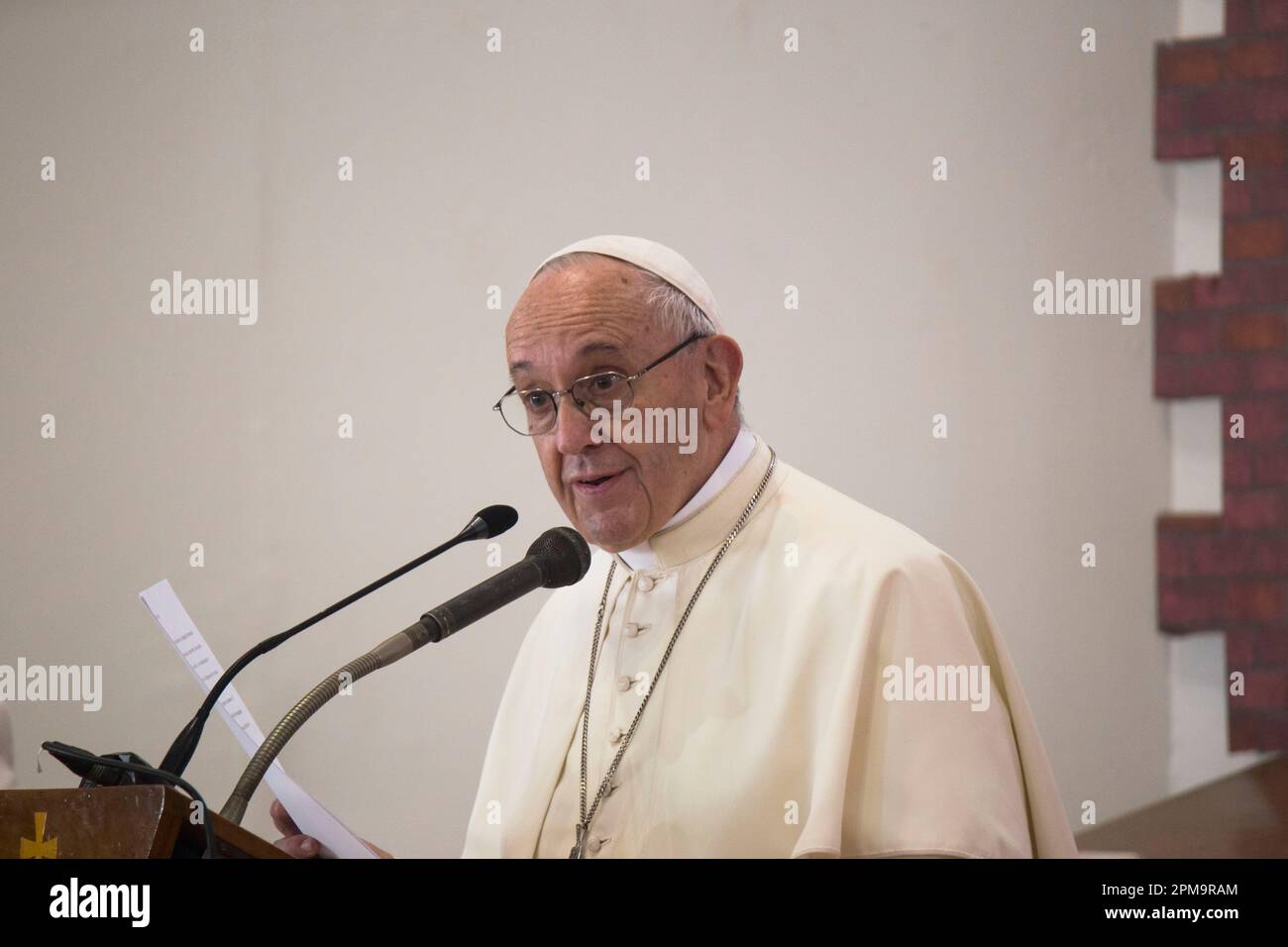 Pope Francis arrives at the Church of the Holy Rosary at Tejgaon in ...