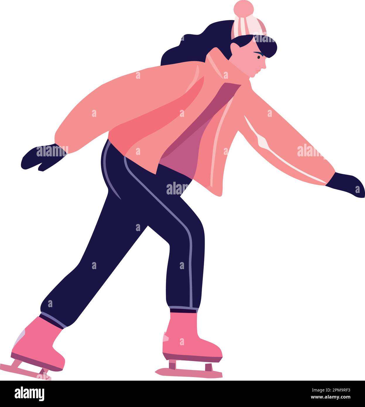 Young lady ice skating Stock Vector Images - Alamy