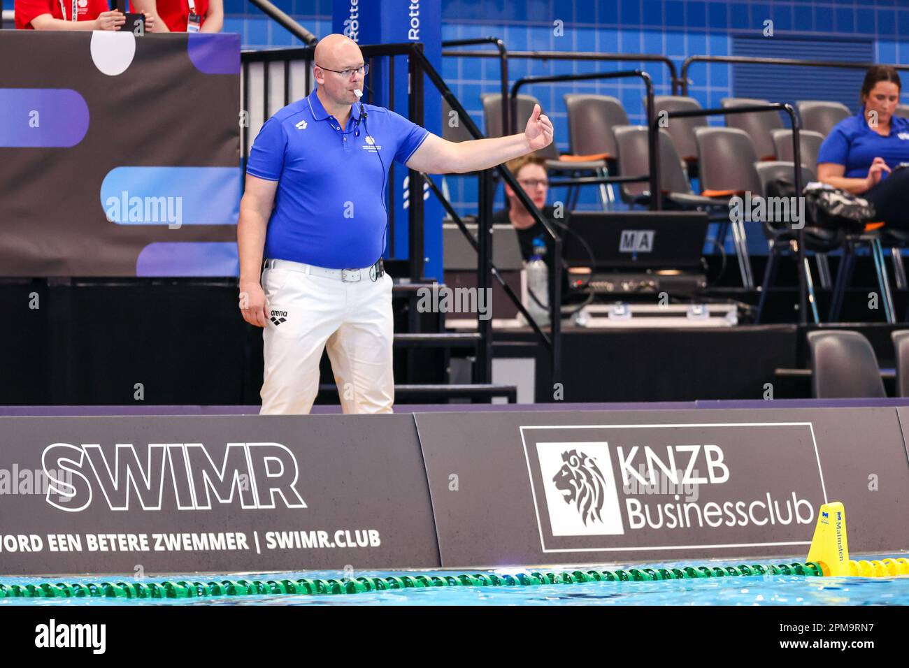ROTTERDAM, NETHERLANDS - APRIL 12: referee Peter de Jong (NED) during the Women’s Waterpolo ...