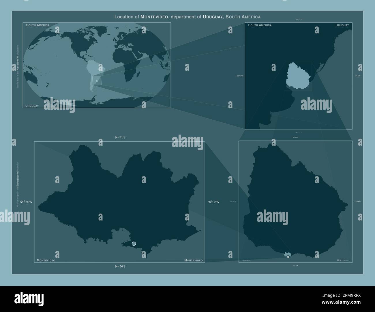 Montevideo, department of Uruguay. Diagram showing the location of the ...