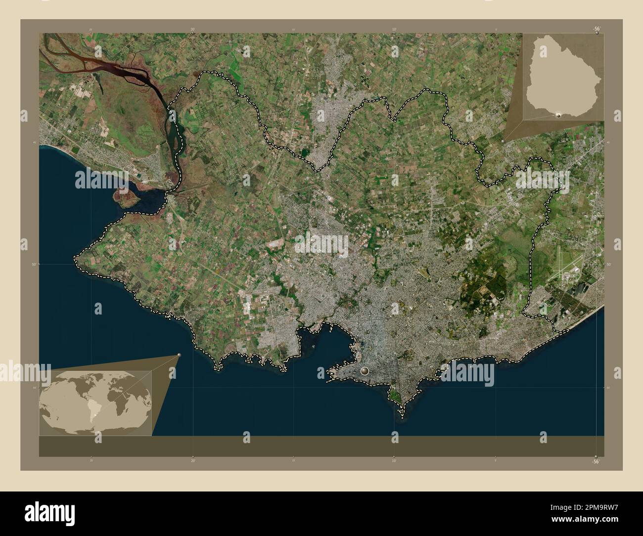 Montevideo, department of Uruguay. High resolution satellite map ...