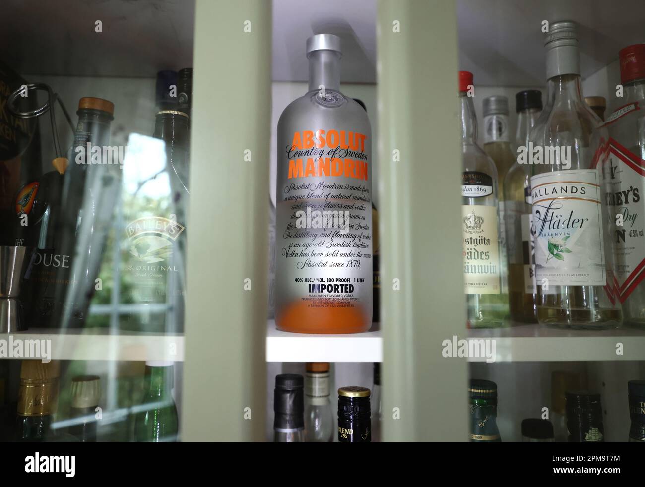 An Absolut Vodka bottle (Absolut Mandrin) in a Swedish home Stock Photo ...