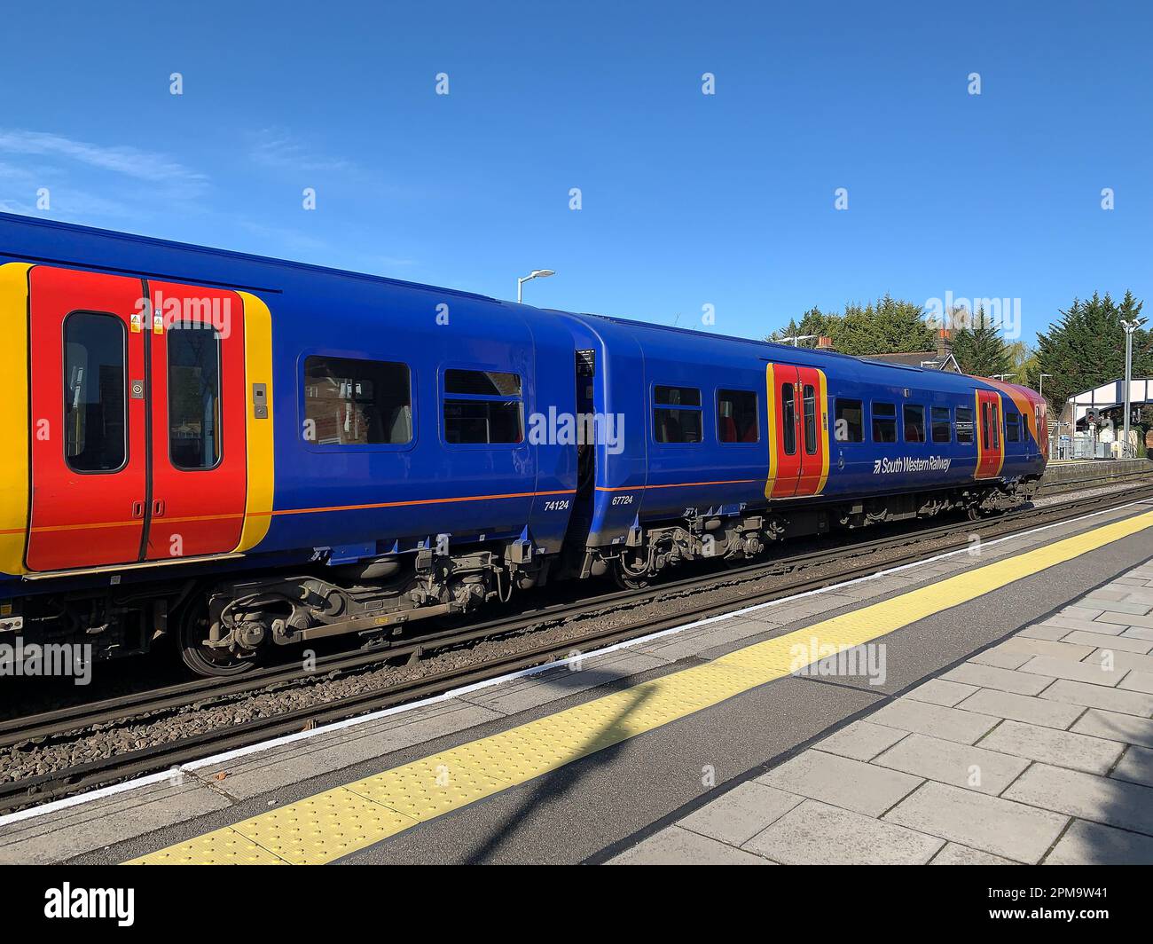 Datchet, Berkshire, UK. 11th April, 2023. A South Western Railway train ...