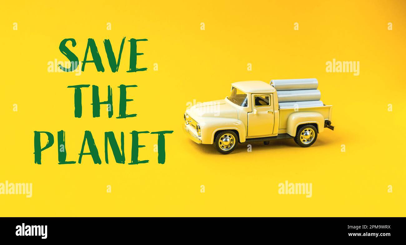 Save the planet with message words written on yellow background Stock ...