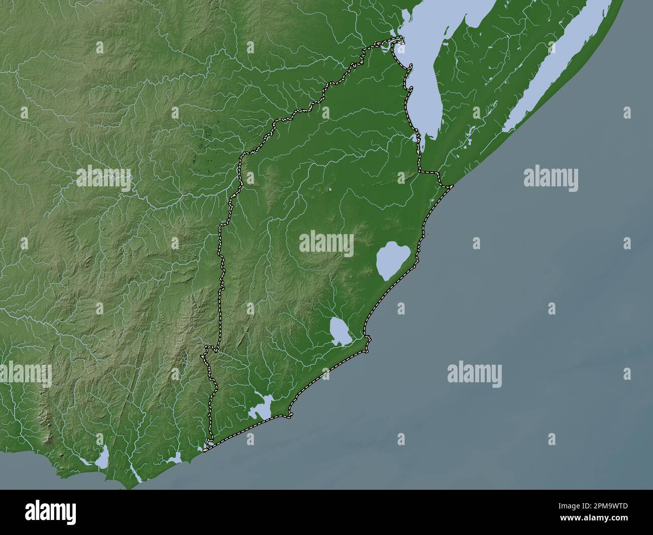 Rocha, department of Uruguay. Elevation map colored in wiki style with ...