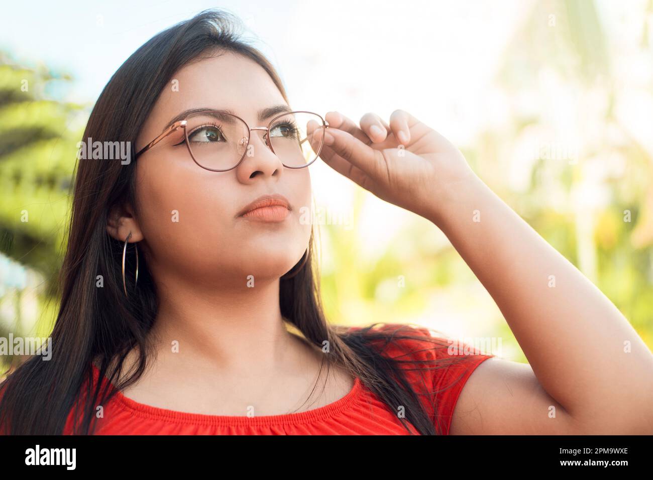 portrait of a woman wearing eyeglasses, Eye sight problems concept ...