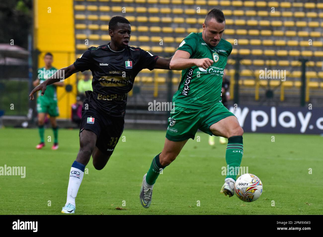 Once Caldas John Deivy Araujo and Equidad's Andres Correa during the ...