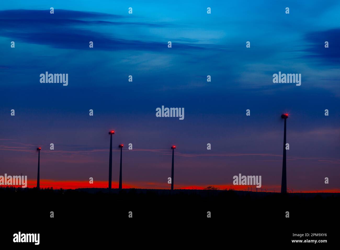 Wind turbine at night Stock Photo - Alamy