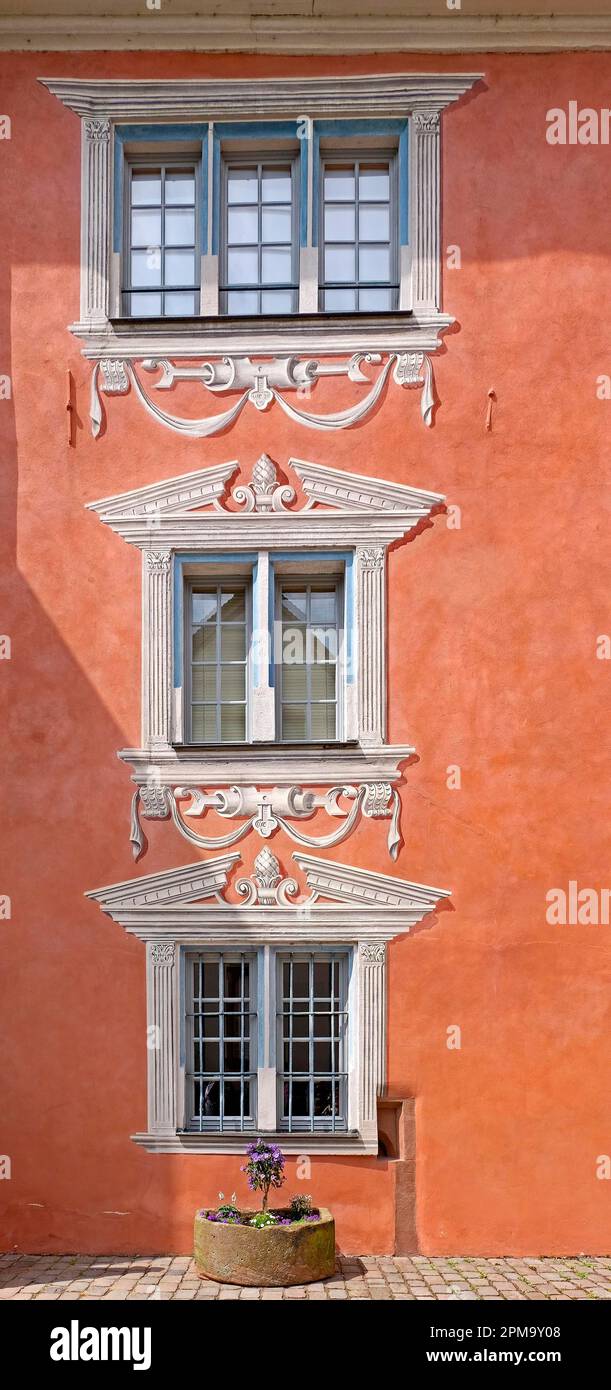 Window on the former bishop's court (castle) in Ladenburg Stock Photo ...