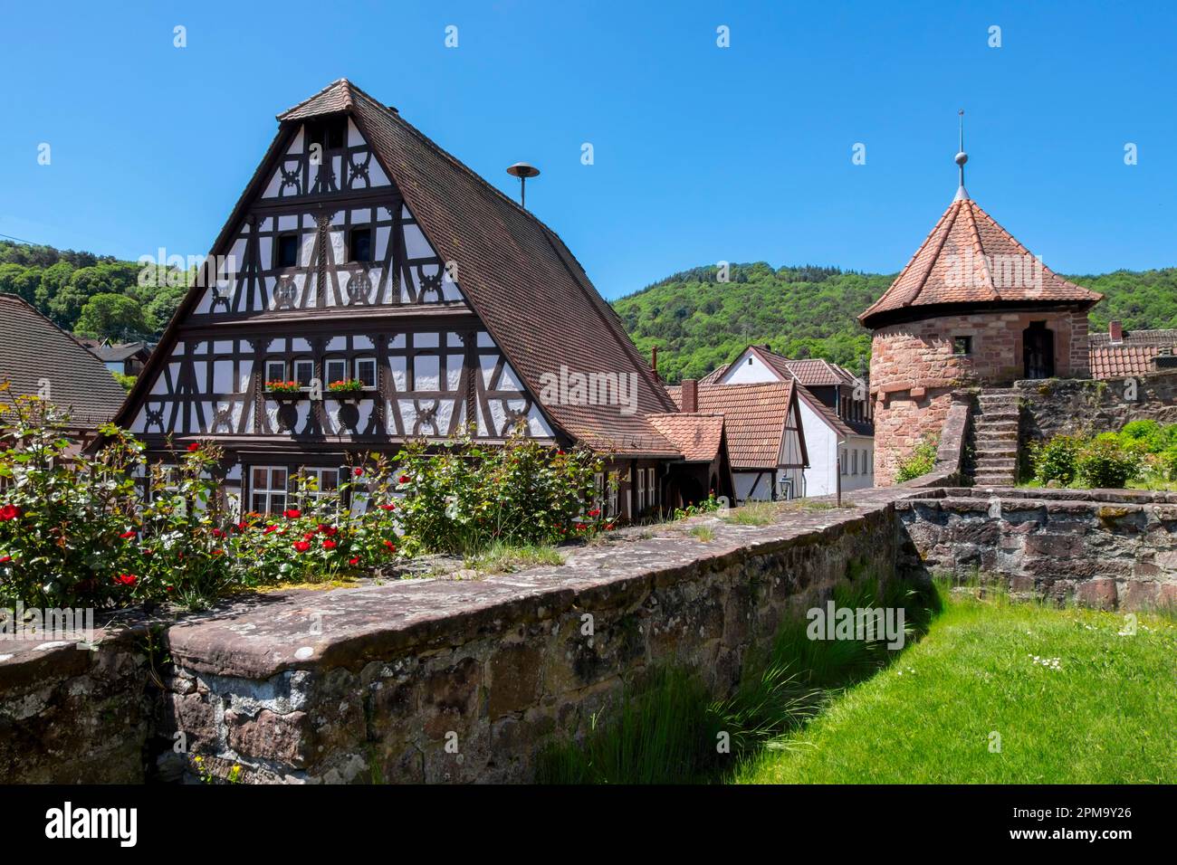 Half-timbered town hall with fortification of the fortified church ...