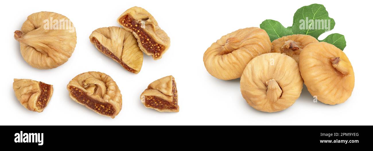 dried fig isolated on white background with full depth of field. Top ...