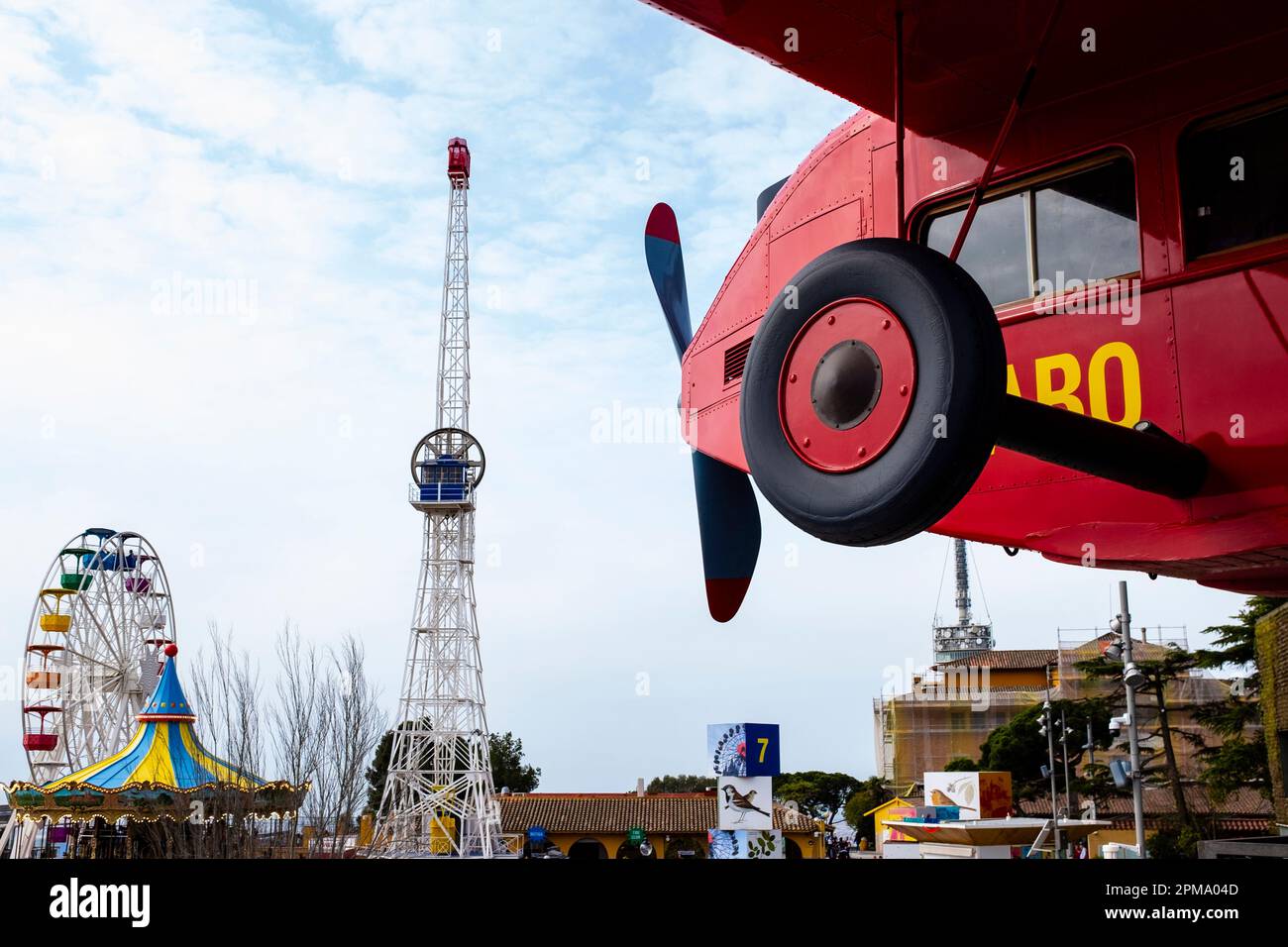 Tibidabo T1: The famous aeroplane ride at Tibidabo amusement park in ...