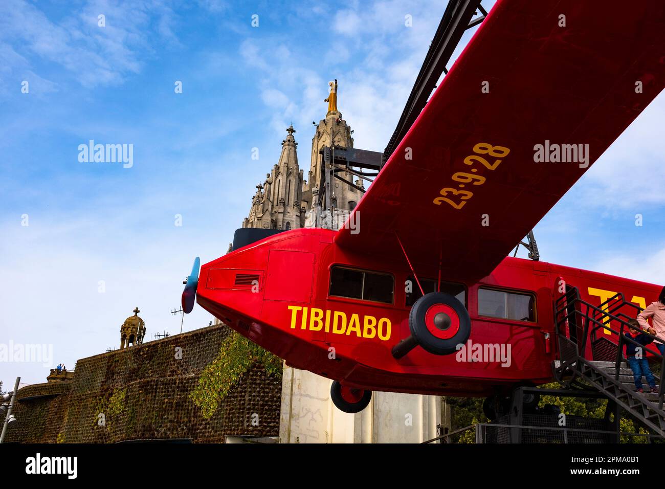Tibidabo T1: The famous aeroplane ride at Tibidabo amusement park in ...