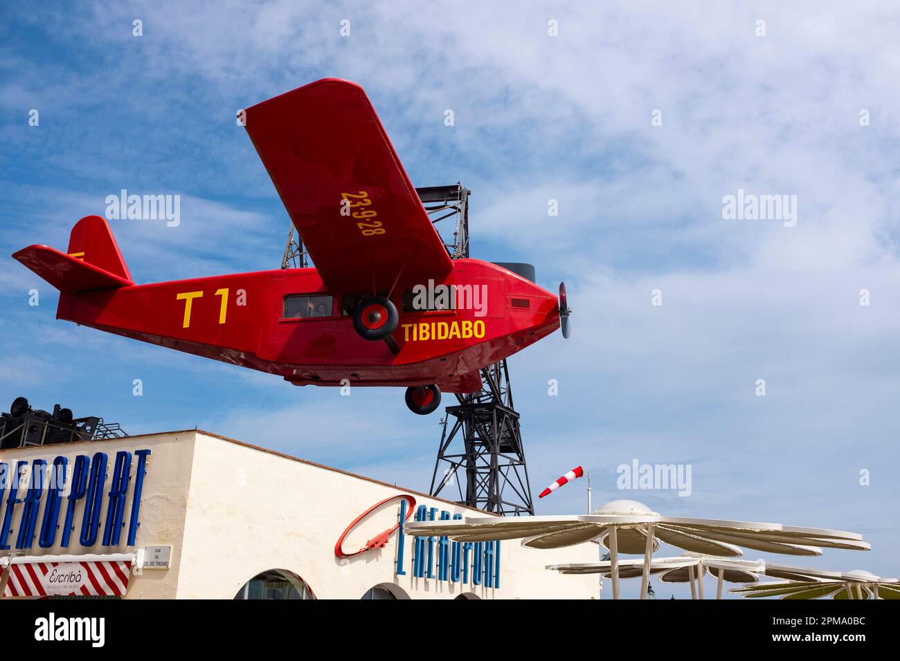 Tibidabo T1: The famous aeroplane ride at Tibidabo amusement park in ...