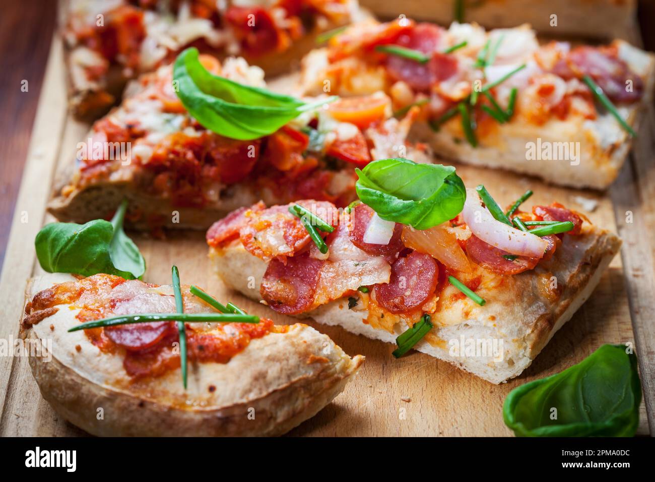 Pull aparat pizza breadwith herbs and basill Stock Photo - Alamy